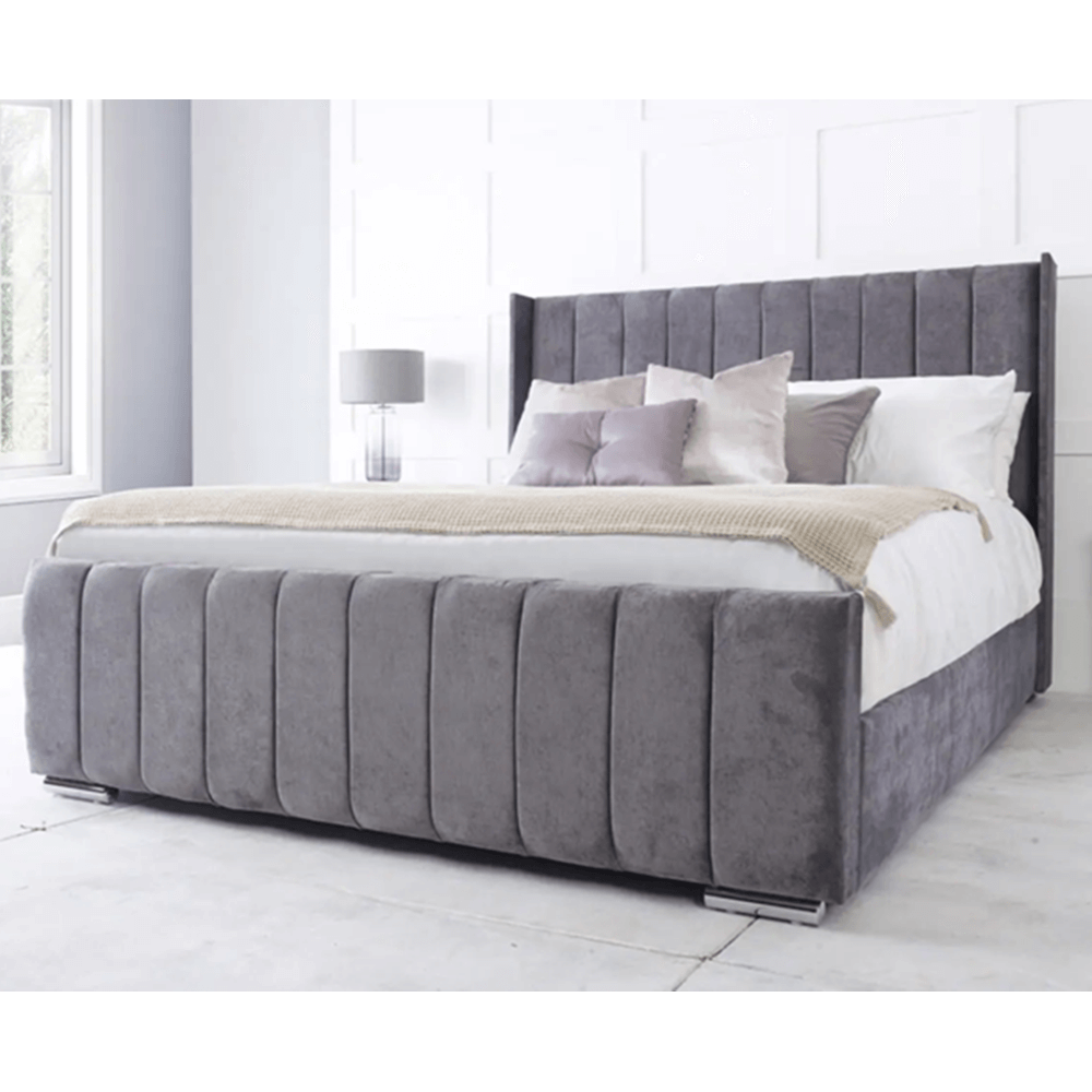 Seline Wingback Upholstered Bed Frame in Various Colours